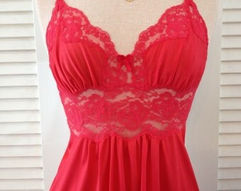 Popular items for Red Peignoir set on Etsy