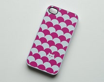 iPhone 4, 4s case Fat Kitty Cat White and pink repeating pattern cover