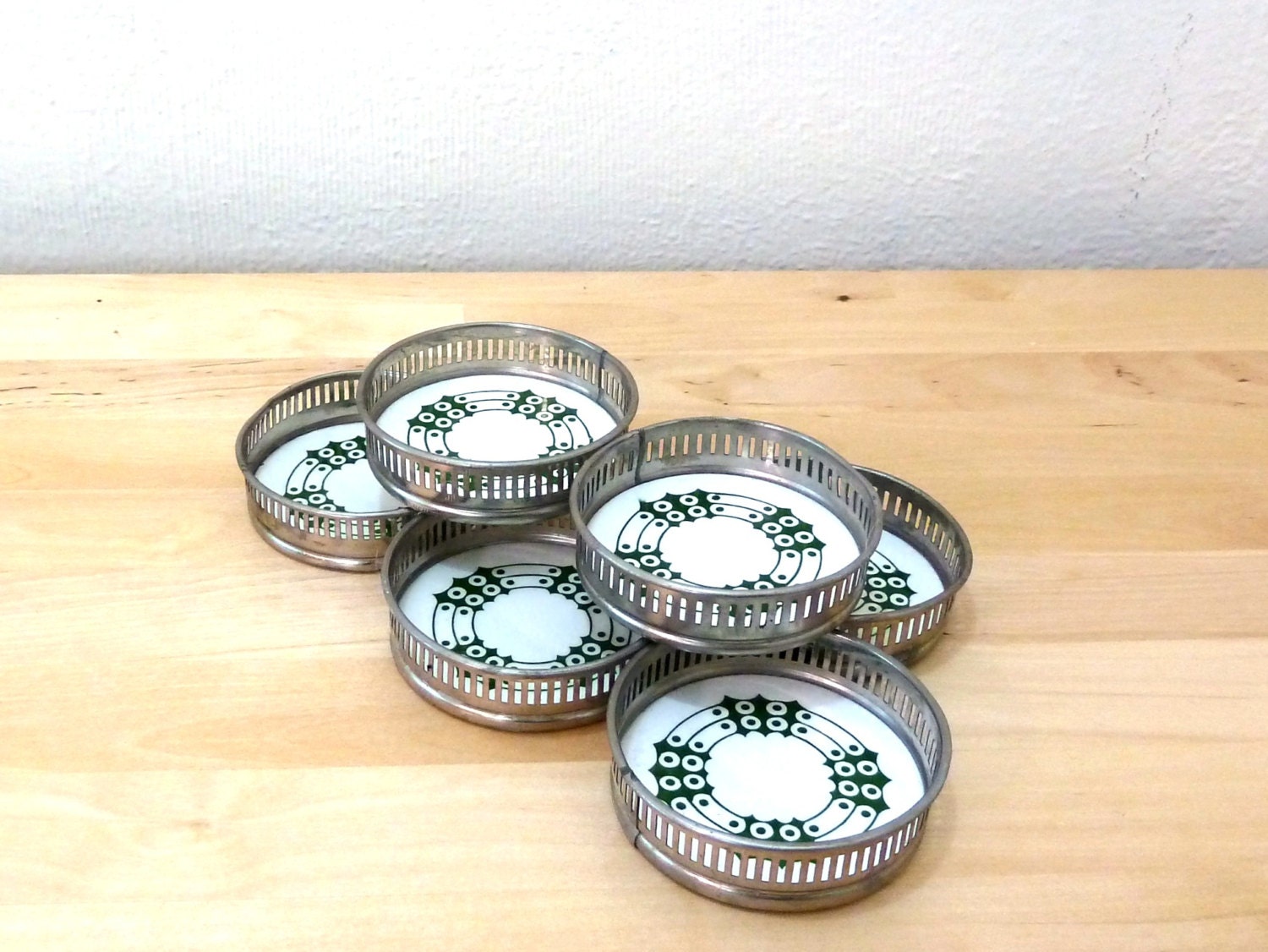 Vintage Ceramic Coasters / Germany Coaster Set / Stamped