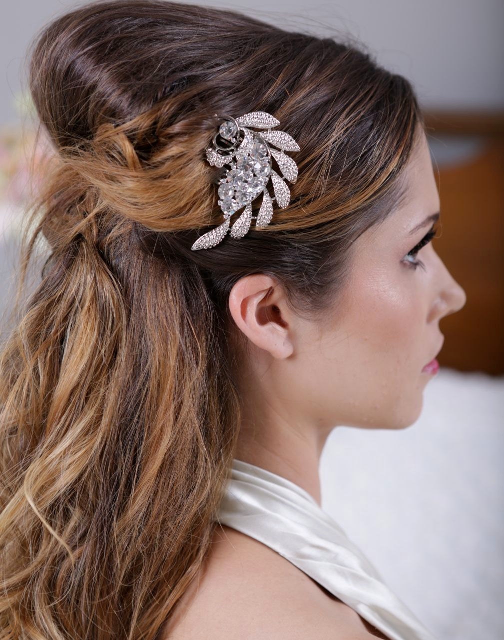 Silver Crystal Hair Clip Rhinestone Bridal Hair by GildedShadows