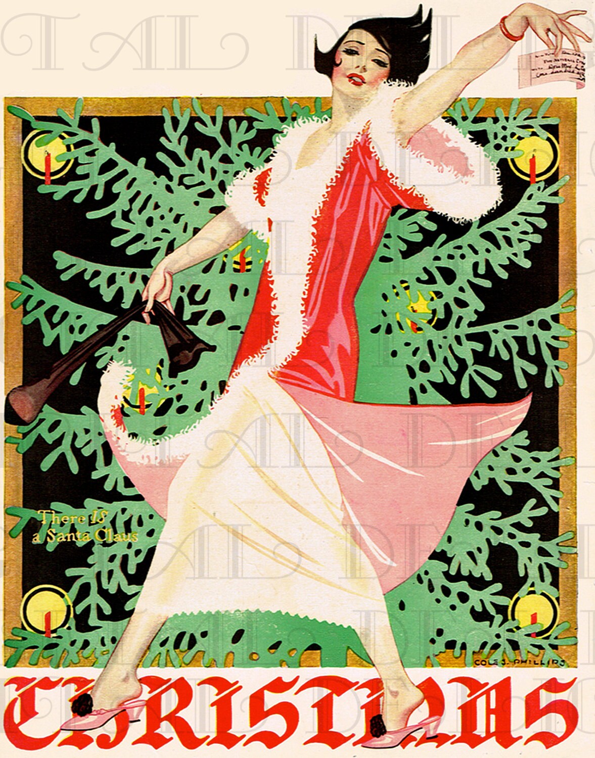 There IS a Santa Claus. Art Deco Digital Flapper VINTAGE