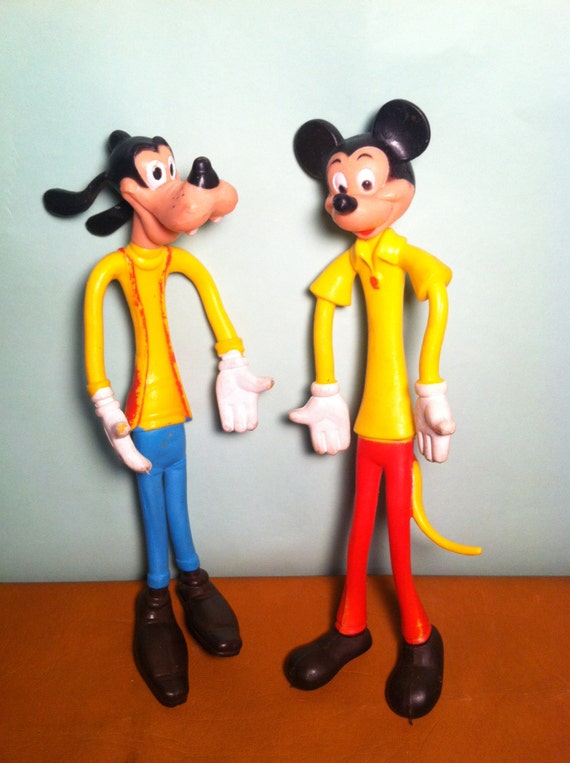 Vintage 1970s Bendable Mickey Mouse & Goofy Walt Disney
