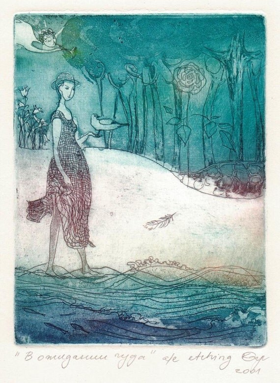 Items similar to Waiting for a Miracle. Etching, Aquatint. Signed by ...