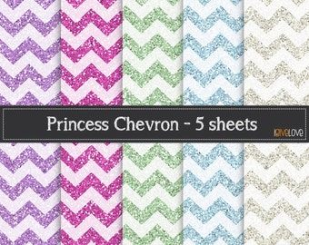 Glitter Chevron Paper Pack "Princess Chevron" - Chevron Glitter ...