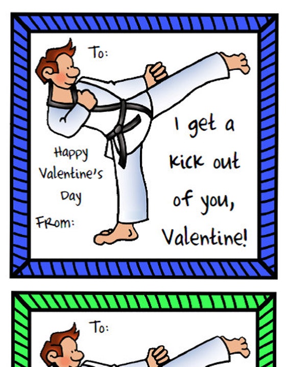 Karate Themed Valentine's Day Cards