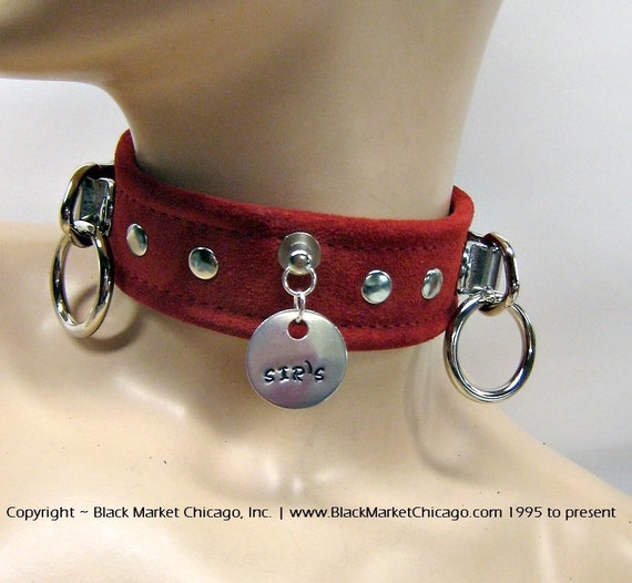 BDSM Collar with Engraved Slave TAG and 2 by BlackMarketChicago