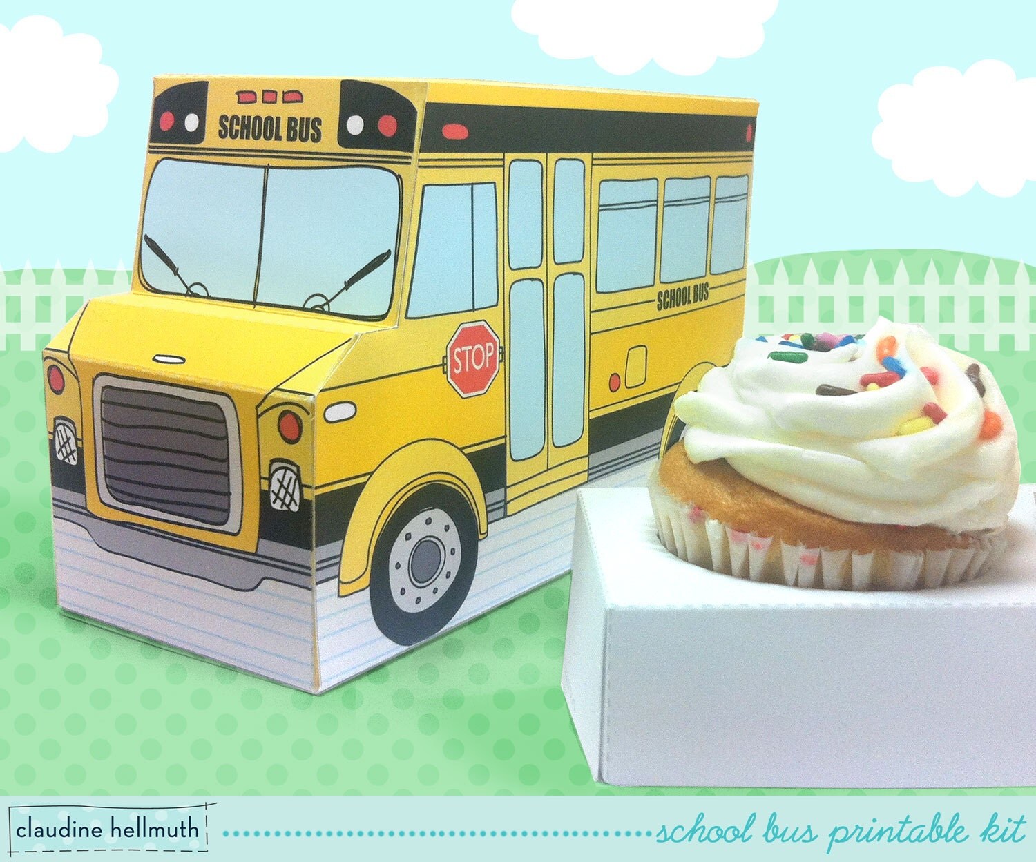 school bus cupcake box cookie teacher appreciation gift