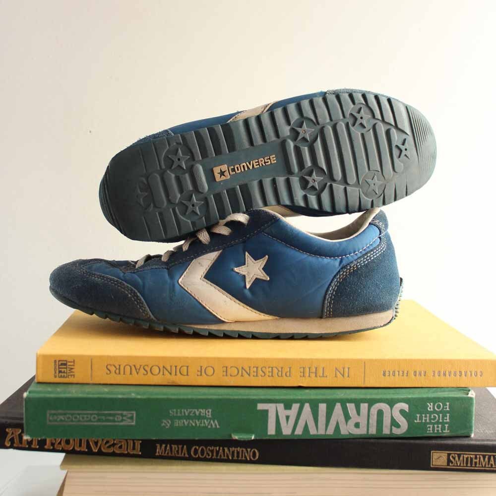 vintage converse running shoes 1980s blue sneakers US mens