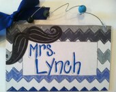 Items similar to Hand personalized chevron and moustache teachers ...