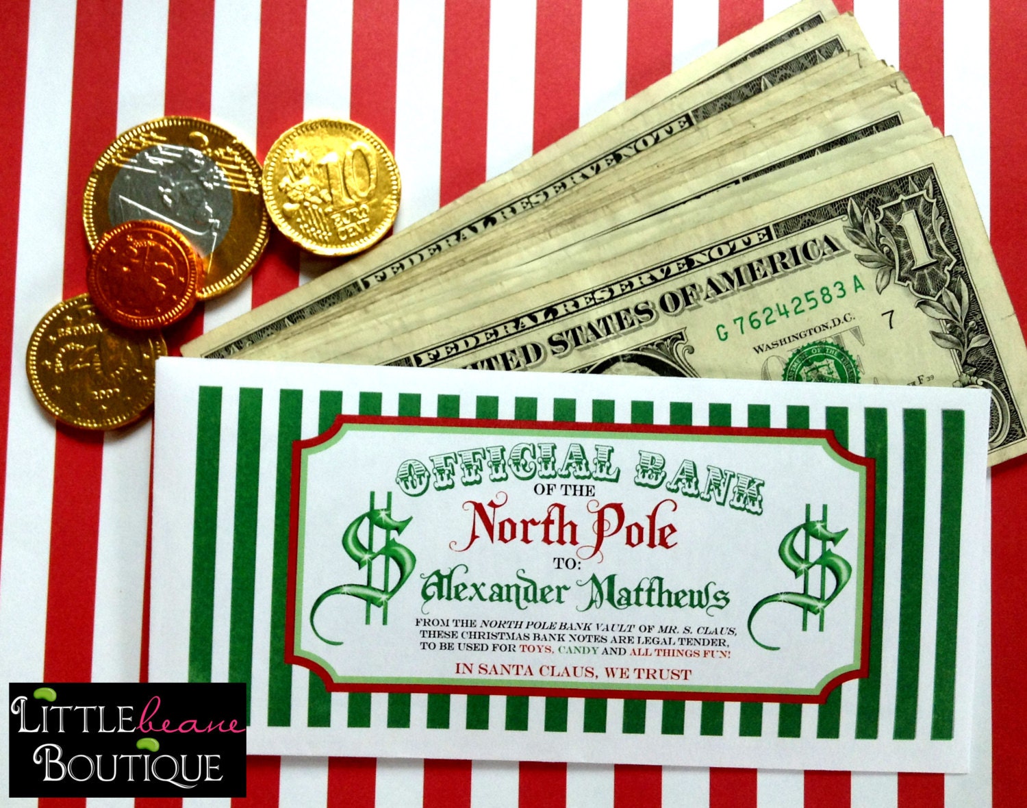 Personalized Christmas Money Envelopes Money Gift 6 Designs