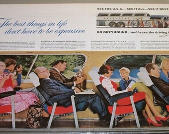 Items similar to Vintage Go Greyhound Bus Travel Poster - Winter ...