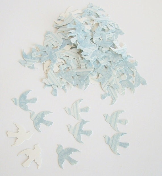 50 Pearlized shiny light blue doves wedding by PaperBloomsEtc