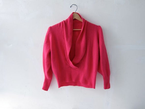 80s Pink Angora Sweater Cropped Sweater