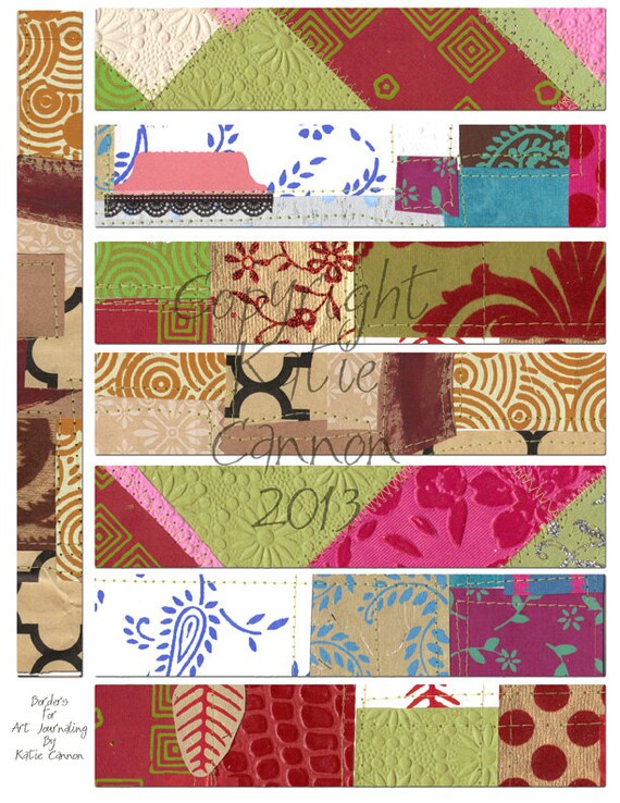 Items similar to Stitched Collage Borders Instant Download Printables ...