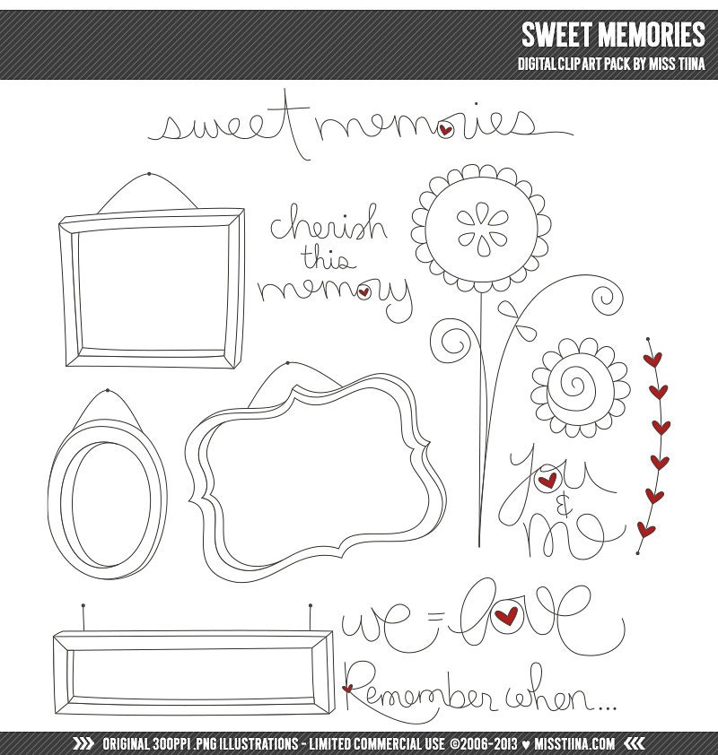 Sweet Memories Digital Clipart Clip Art Illustrations