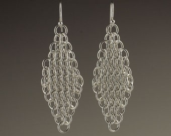 Dainty Sterling Silver Mesh Earrings size 4
