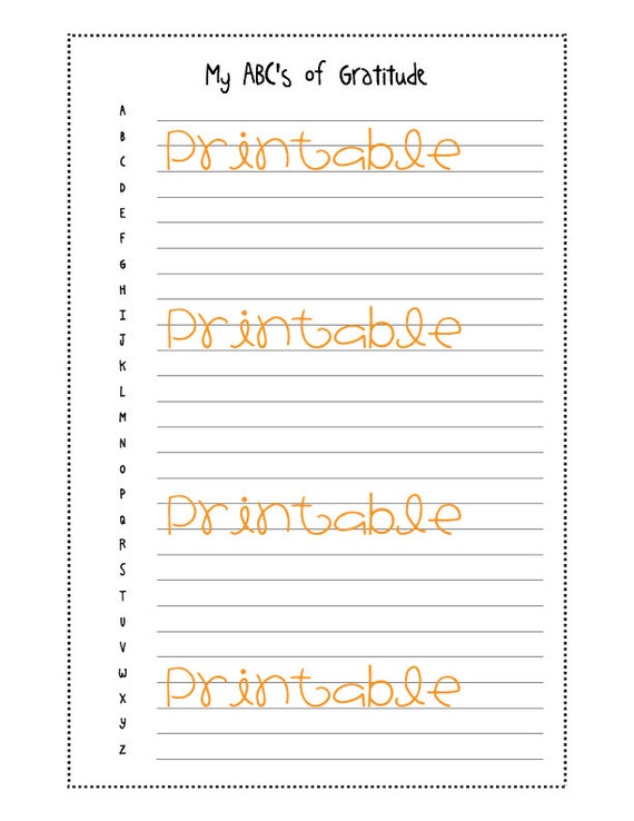 Printable PDF ABC's of Gratitude Thanksgiving by sweetmellyjane