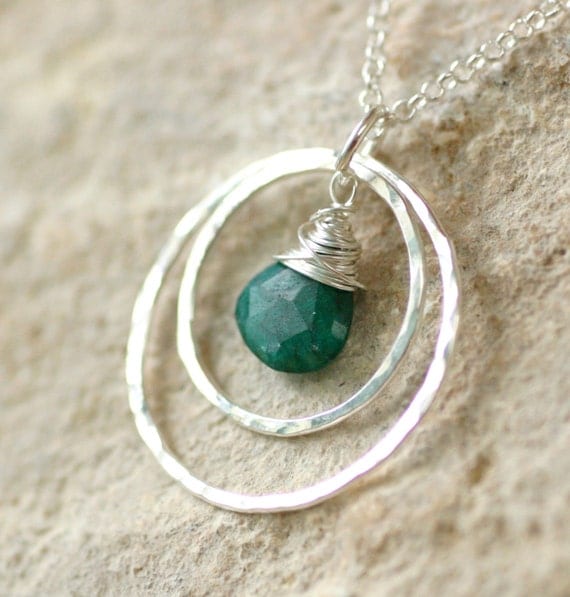 Emerald necklace May birthstone necklace new mother