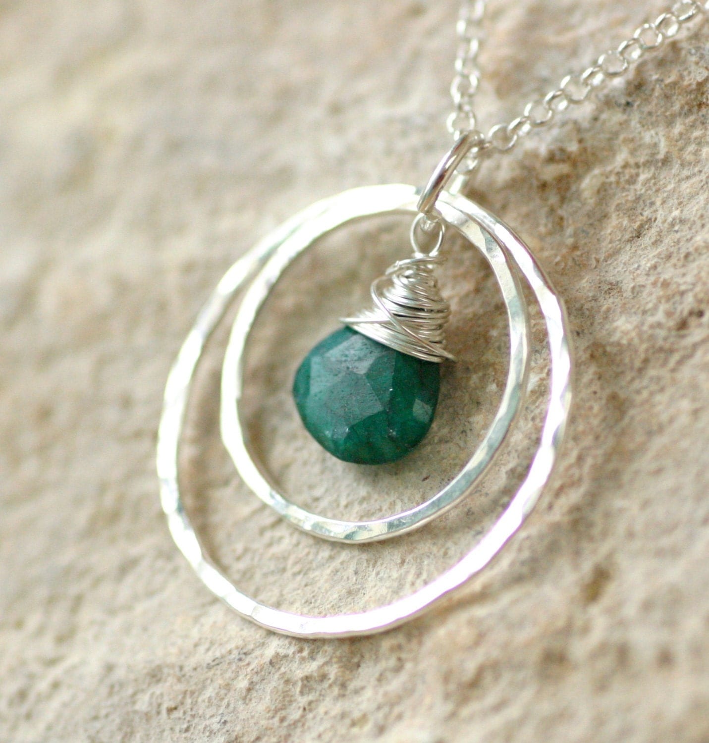 Emerald necklace May birthstone necklace new mother