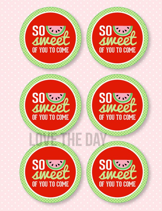 Red Watermelon Party PRINTABLE Favor Tags by Love The Day