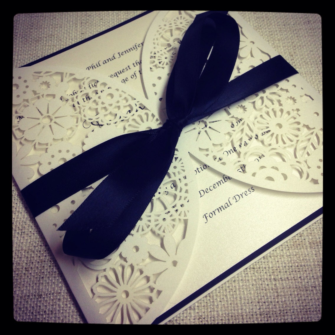 Floral Paper Lace Black and White Wedding Invitation – Laser Cut ...
