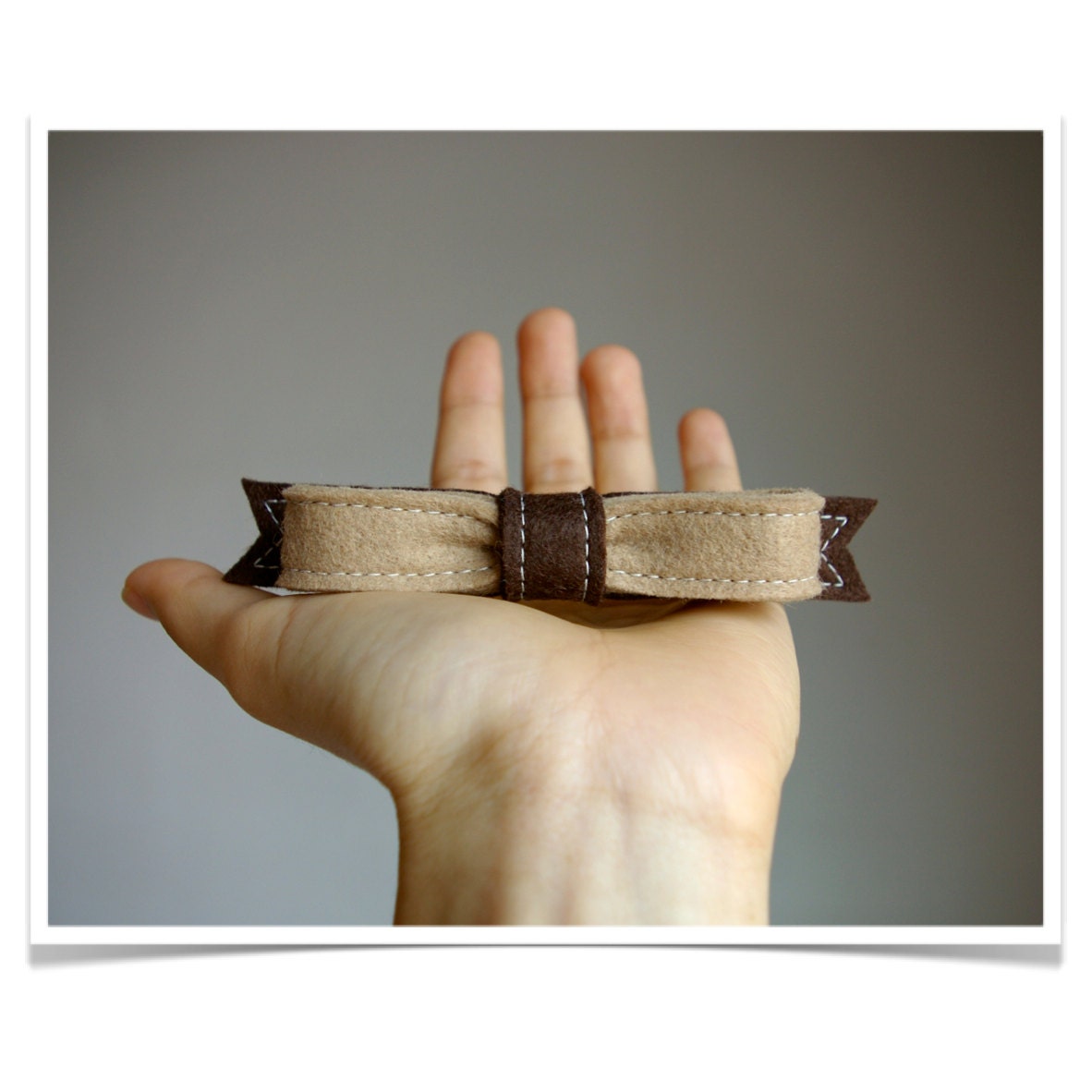 Wool Felt French Bow Barrette // Hair Bow // Chocolate Latte ...
