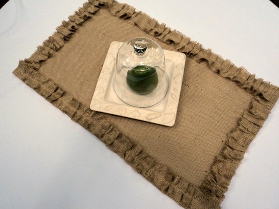 Burlap Table Runner with Ruffles by theruffleddaisy on Etsy
