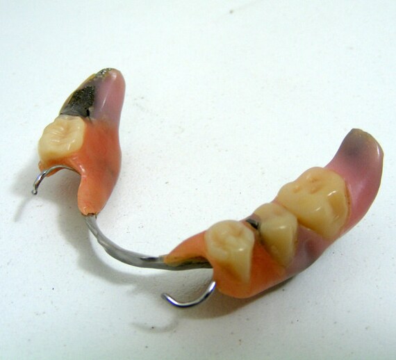 Vintage False Teeth Dental Oddity Silver by SpookyVintage on Etsy