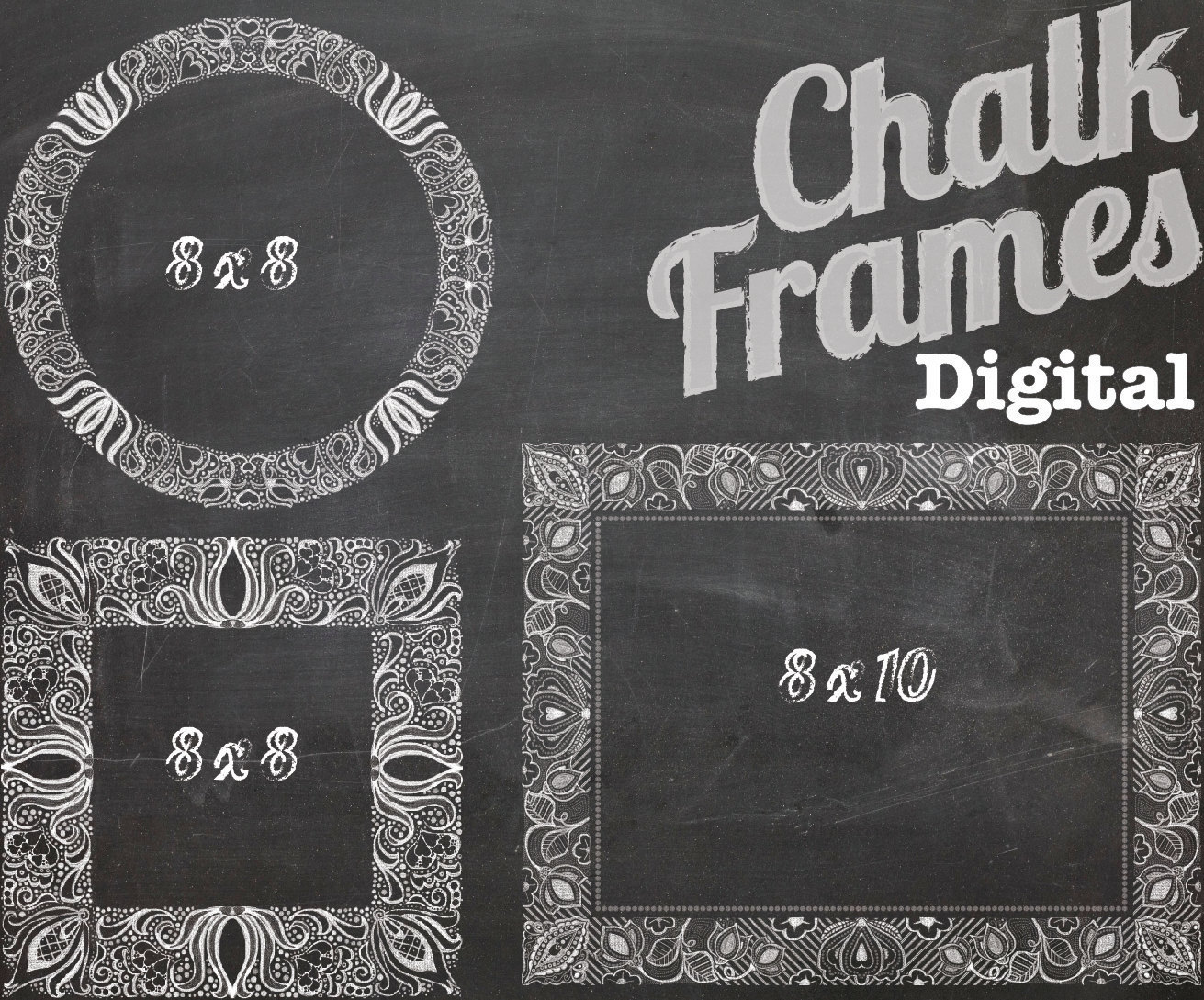 Chalk Frames Digital Clipart INSTANT DOWNLOAD chalkboard