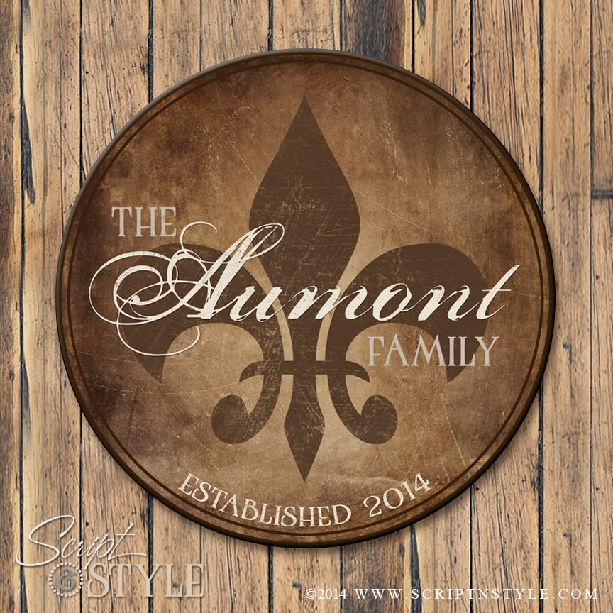Personalized Wood Family Established Sign Round Personalized