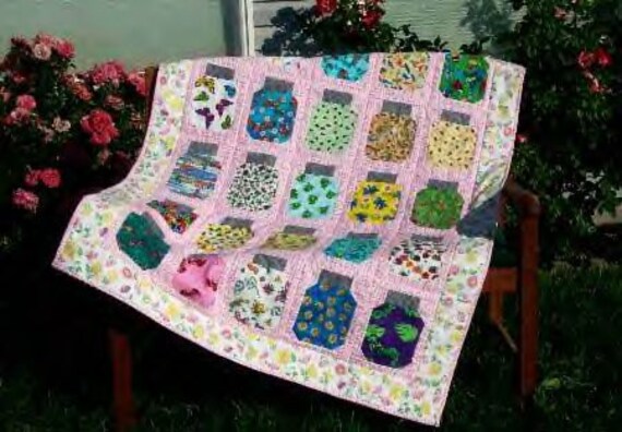 Cute Bug Jar Quilt Block PDF Pattern Children by SnowflakeDesignz