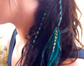 Feather hair clip, Hair Wrap Faux Dreadlock hair extension, Hair braid ...