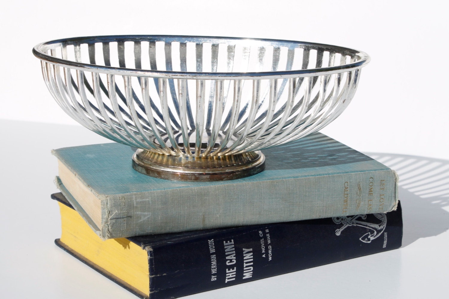 Vintage Silver Plated Wire Bowl Oval Basket Serving Dish Mid Century ...
