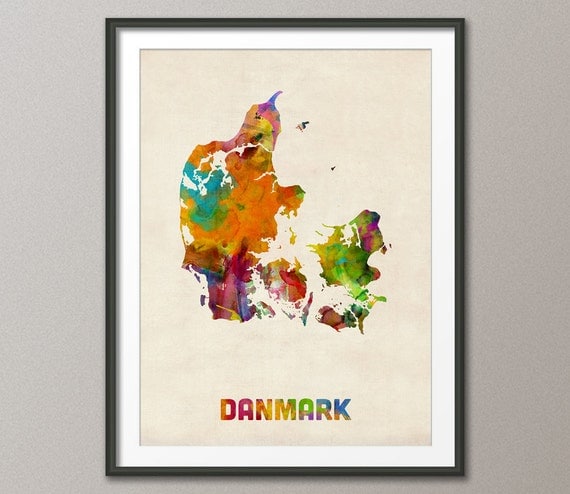 Denmark Watercolor Map Danmark Art Print 516