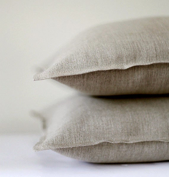 2 Linen pillow covers grey decorative cases throw by pillowlink