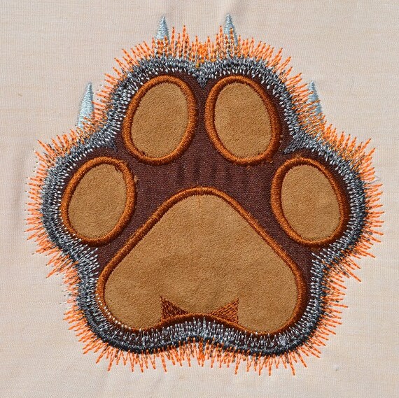 Realistic Tiger Paw Embroidery Designs 4 sizes INSTANT