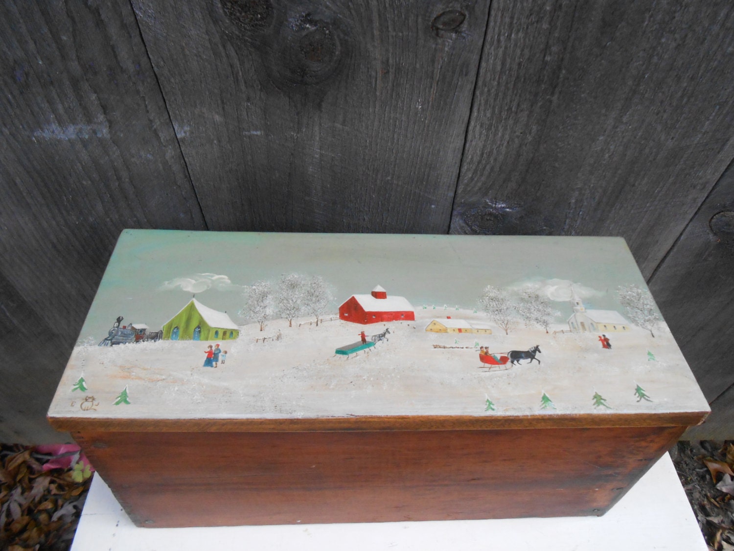 Vintage Large Hand Painted Crafted Wooden Box Crate Tool Chest with ...