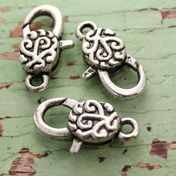 Extra Large Lobster Claw Clasp Antique Silver by PineappleSupply