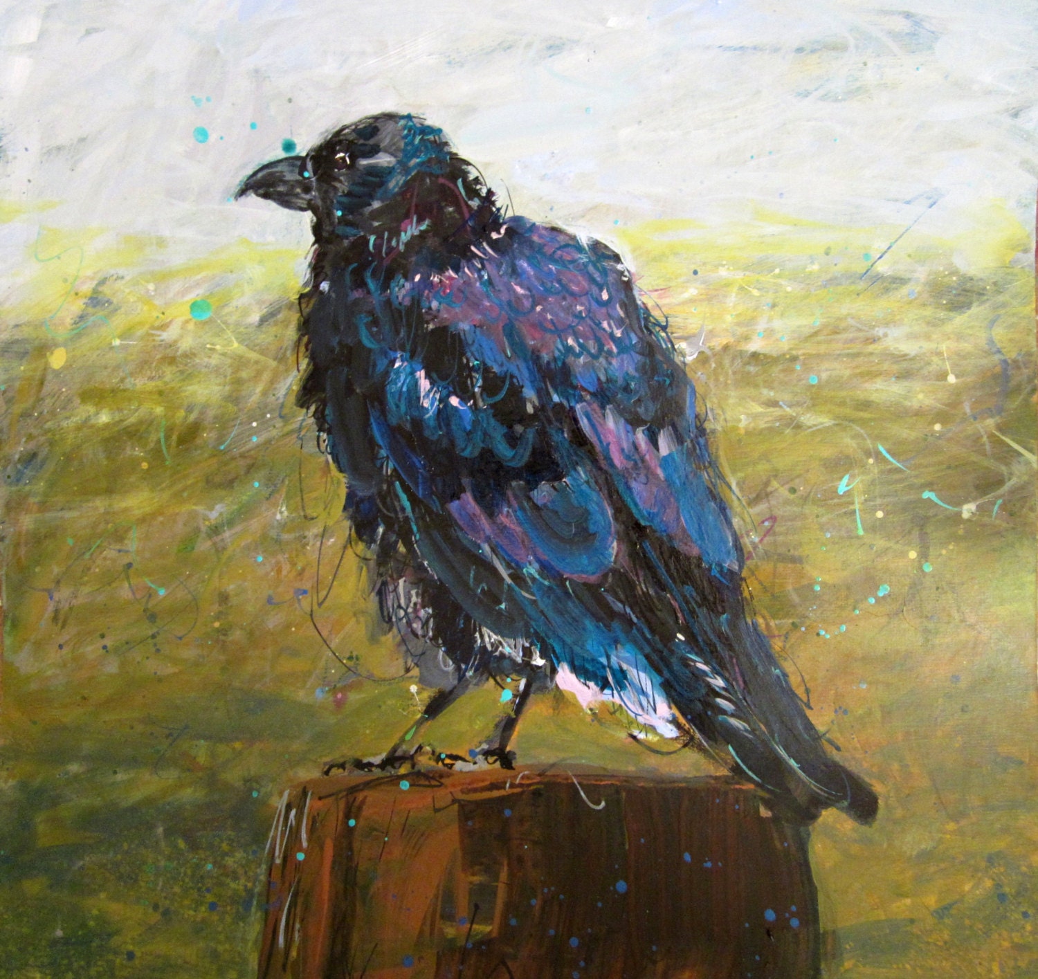 Raven Black Bird Crow The Lookout Giclee Print on by ShellyPenko