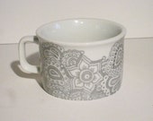 Items similar to Ceramic Metallic Silver Paisley Cup on Etsy