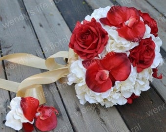 Red orchid bouquet | Etsy