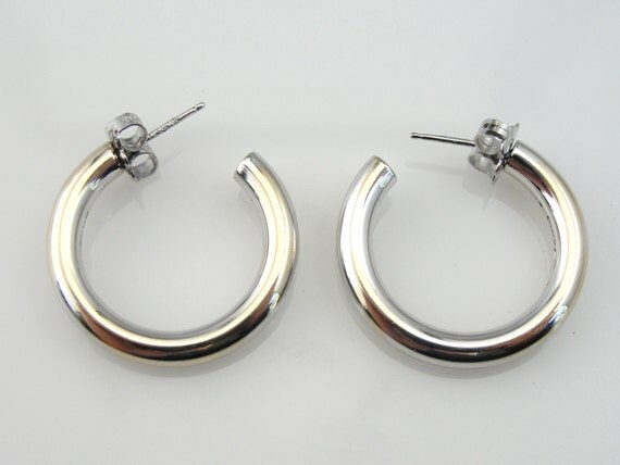 Classic Italian Round and Hollow White Gold Hoop by MSJewelers