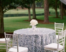 108" Round Silver Sequin Table Linen Silver Sequin Table Cloth Silver ...