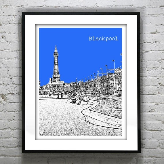 Blackpool UK Skyline Poster Art Print Blackpool Pleasure Beach