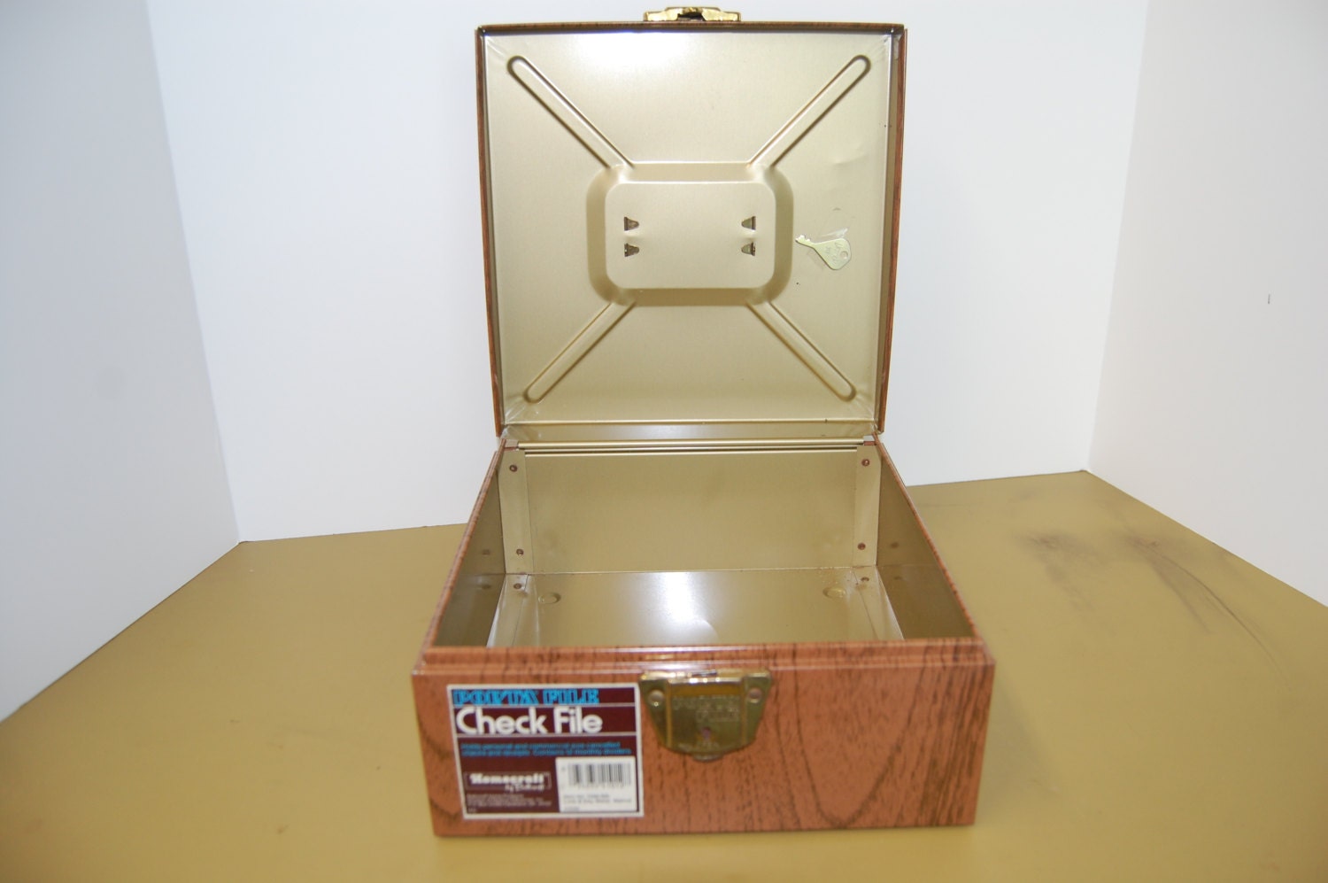 Vintage Porta File Check File Metal Brown Wood Grain – Haute Juice