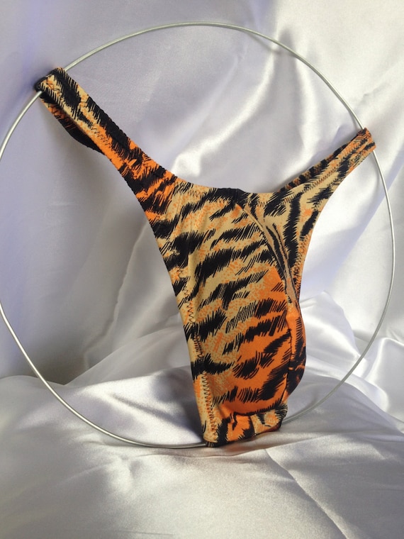 Mens Tiger Animal Print Thong Underwear Swimsuit