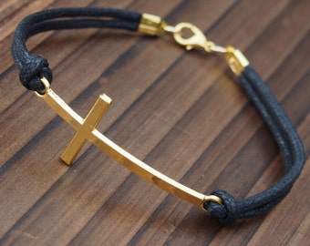 Cross Bracelet, Cross charm bracelet, gold cross bracelet, antique gold ...