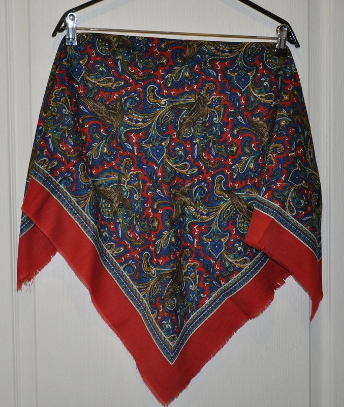 Vintage scarf red blue animal print