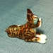 Miniature Ceramic Brindle Boxer Sitting Dog Animal Cute Little