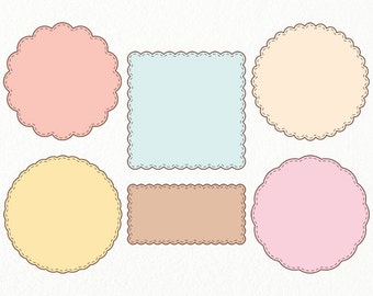 Scallop Circle Clipart, Digital Label Clip Art, Scalloped Tags ...